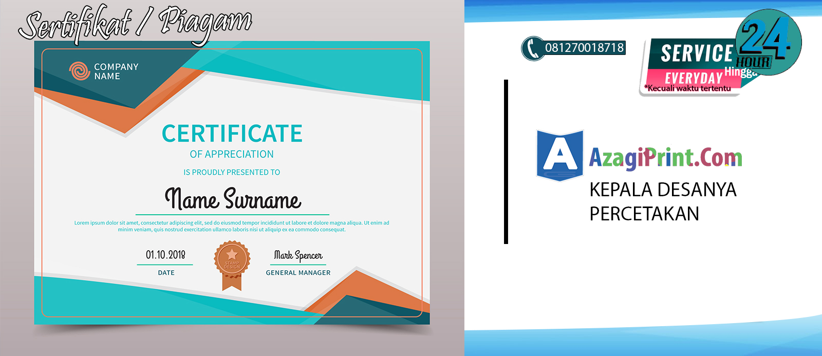 Jasa Cetak Sertifikat Murah Jakarta Murah Cepat - AzagiPrint